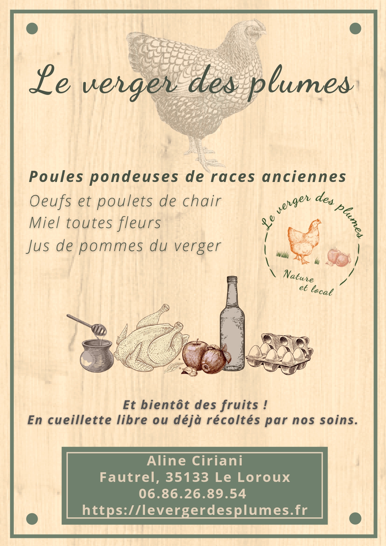 Réalisation du logo et des flyers - Le verger des plumes
